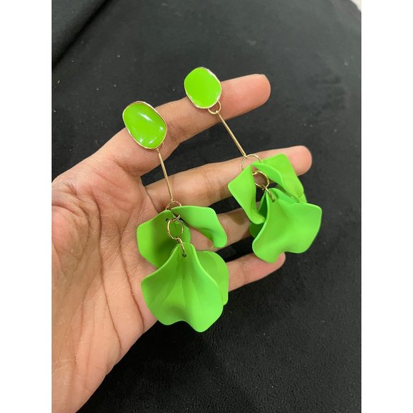 Jewelry | Light Green Flower Earrings Lime Petal Bright Green Acrylic ...